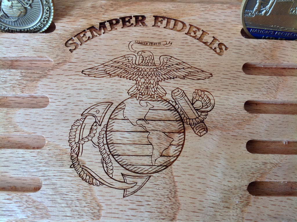 Semper Fidelis USMC EGA Coin Display – Larry's Woodworkin'